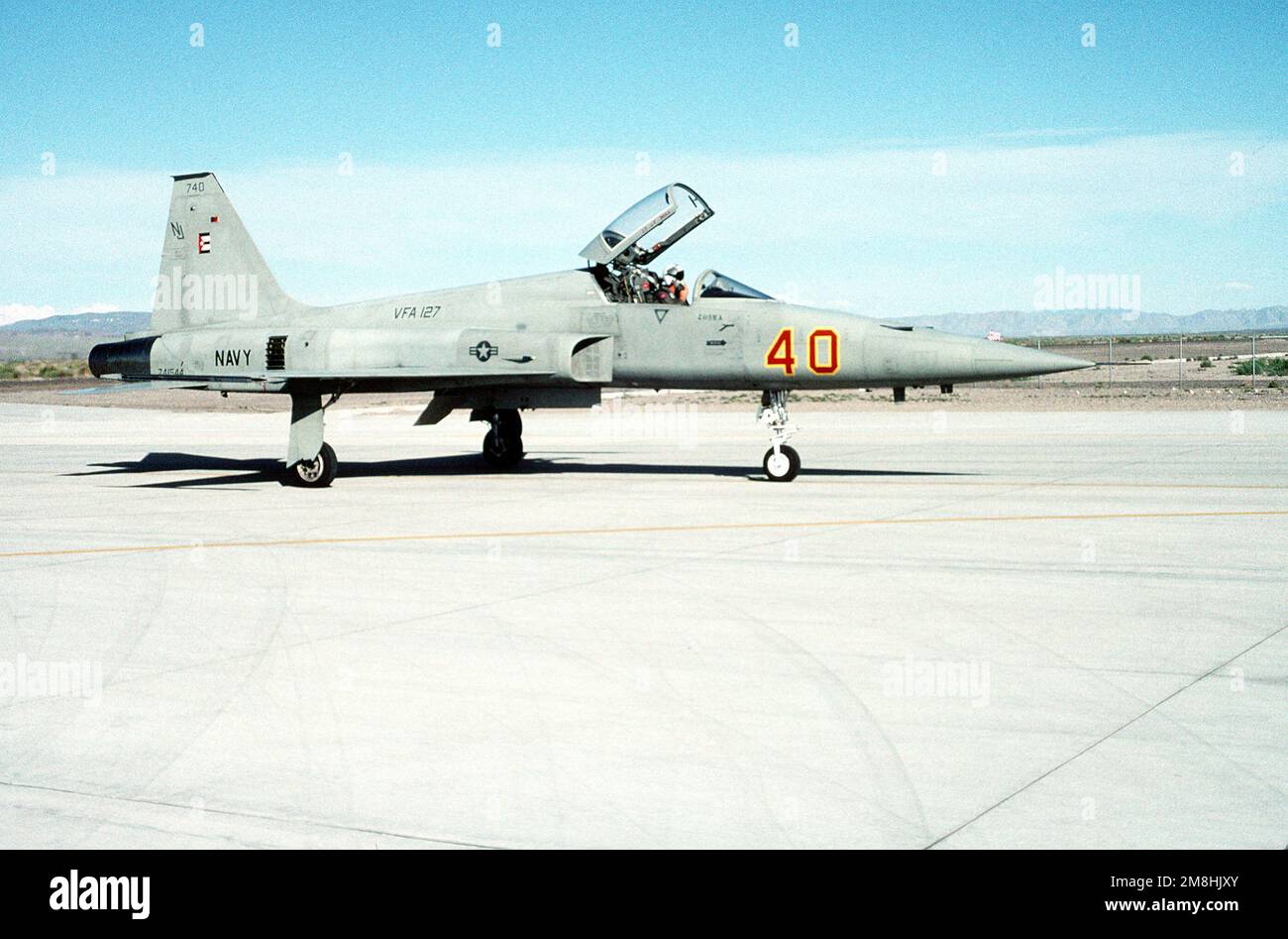 A Strike Fighter Squadron 127 (VFA-127) F-5E Tiger II aircraft, painted ...
