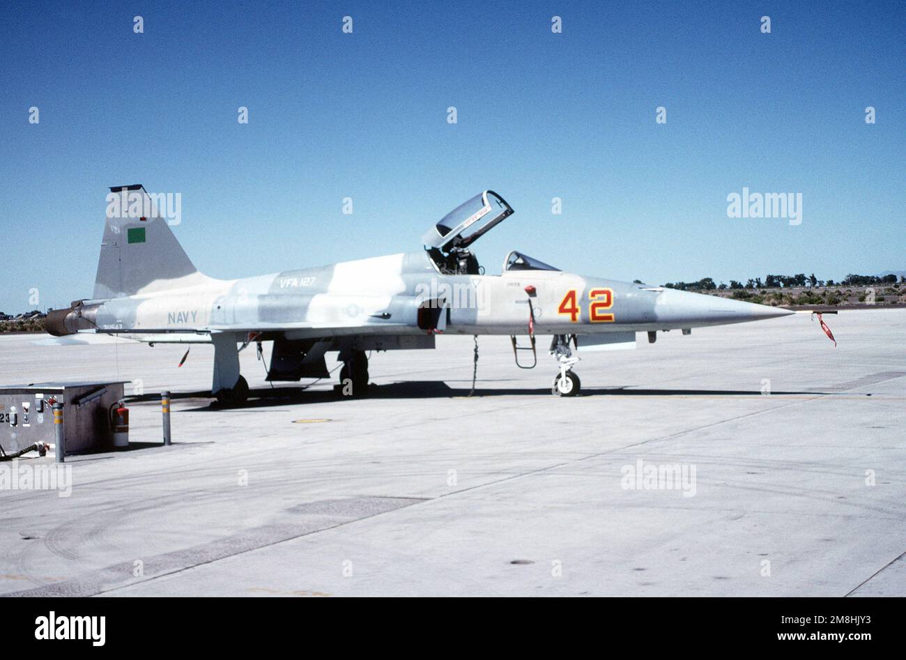 A Strike Fighter Squadron 127 (VFA-127) F-5E Tiger II aircraft, painted ...