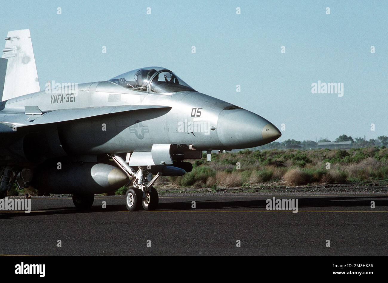 A Marine Fighter Attack Squadron 321 (VMFA-321) F/A-18A Hornet aircraft ...