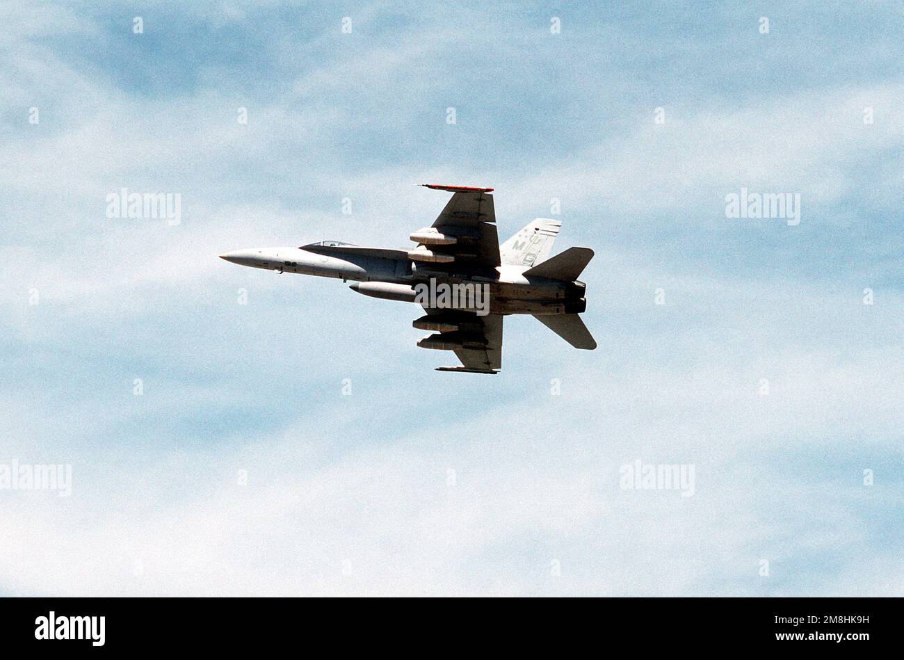 An underside view of a Marine Fighter Attack Squadron 321 (VMFA-321) F ...