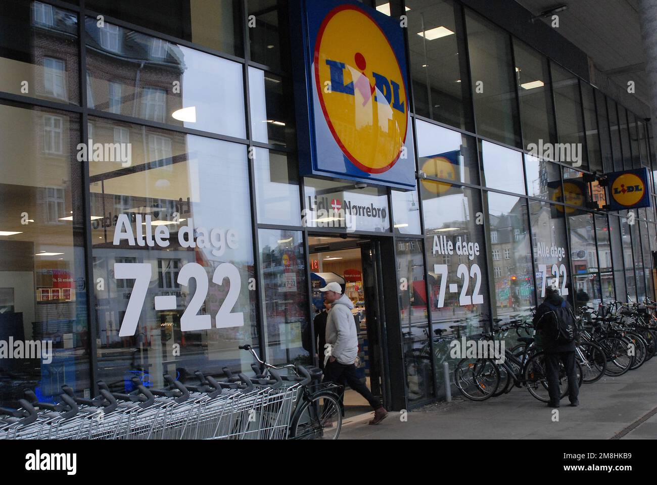Copenhagen/Denmark/14 January 2023/German lidl grocery store in danish ...