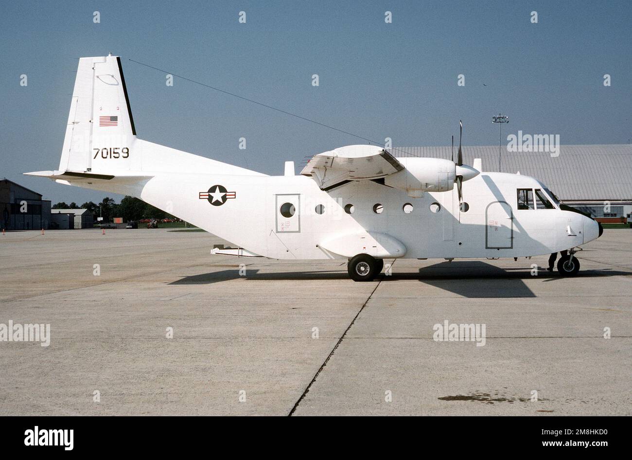 A right side view of a Casa 212 light utility aircraft used by U.S. Air ...