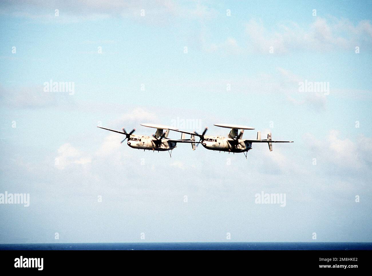 Two E-2C Hawkeye aircraft of Carrier Airborne Early Warning Squadron ...