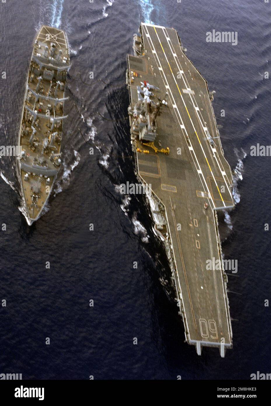 A bow view of the replenishment oiler USS KALAMAZOO (AOR-6) conducting ...