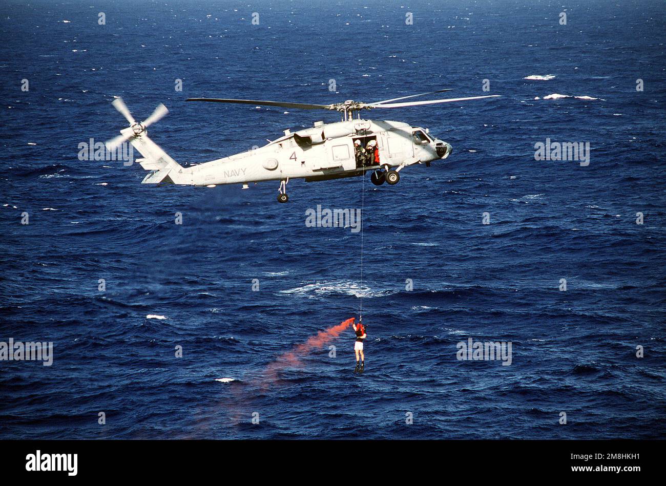 An SH-60F Seahawk helicopter of Helicopter Squadron Six (HS-6), the ...