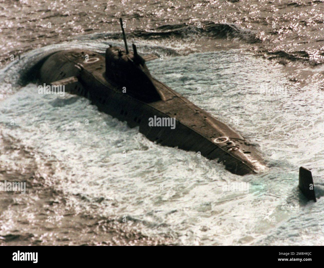 A port quarter view of a Russian navy Victor I Class nuclear-powered ...