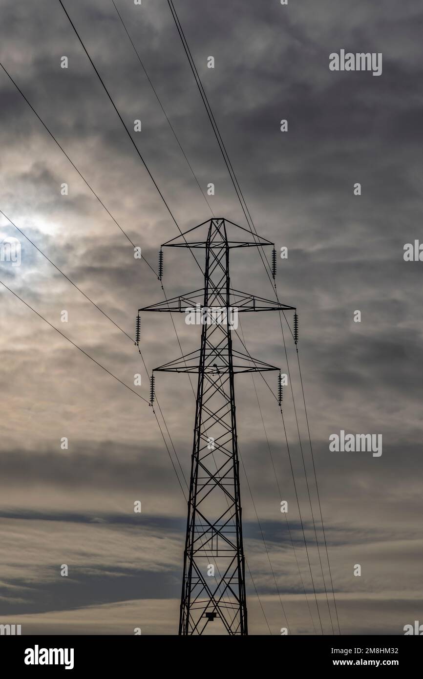 The old lattice electricity pylon Stock Photo - Alamy