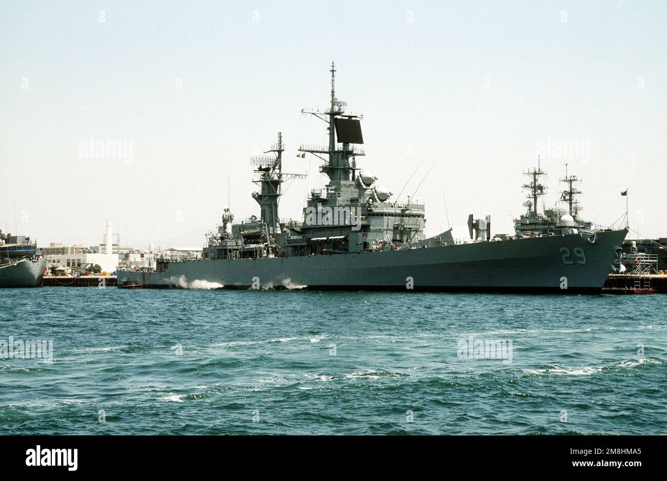 A starboard bow view of the guided missile cruiser USS JOUETT (CG-29 ...