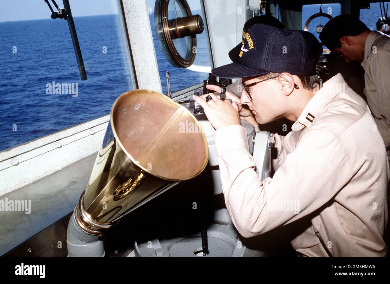 The Officer of the Deck on the guided missile cruiser USS NORMANDY (CG ...