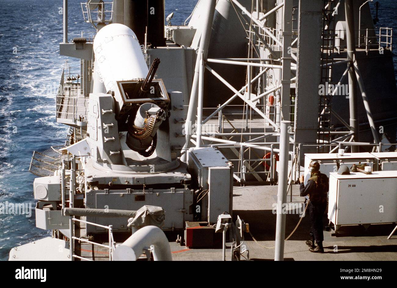 A view of the Mk-15 Close-In Weapons System (CIWS) (Phalanx Mount) in ...