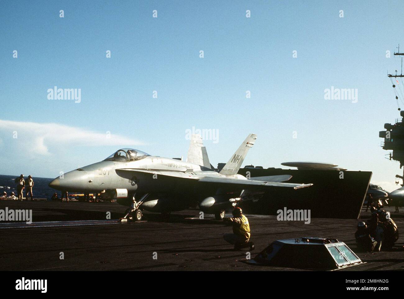 An F/A-18 Hornet aircraft of Marine Strike Fighter Squadron 314 (VMFA ...