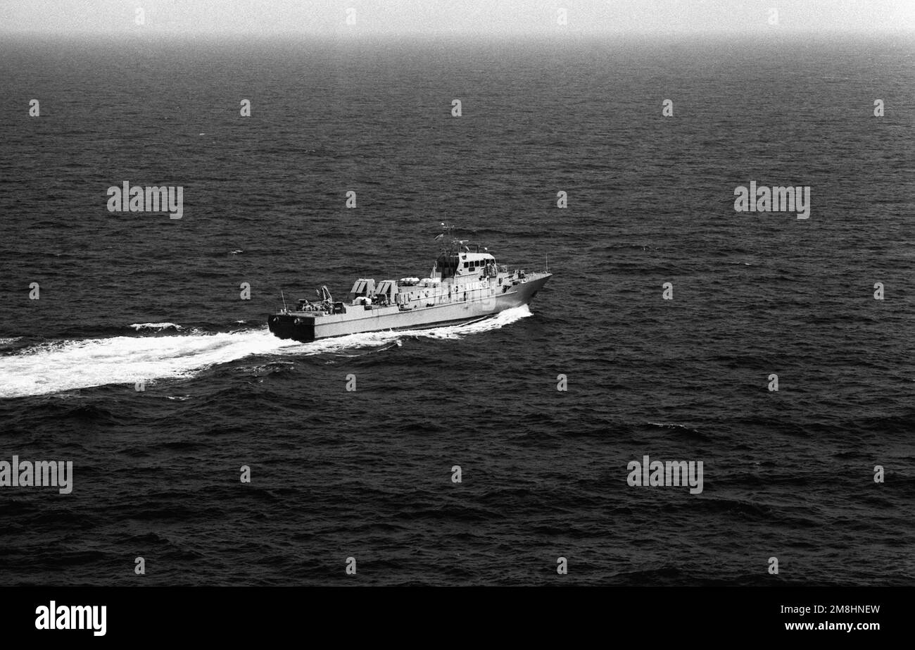 A starboard quarter view of the Iranian Navy Hendijan class armed ...