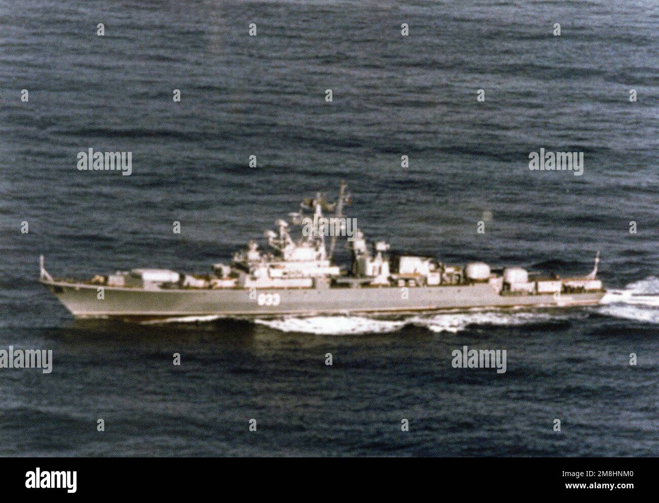 Aerial port bow view of the Russian Northern Fleet Krivak II class ...