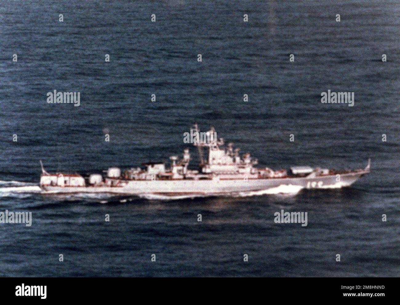 Aerial port bow view of the Krivak I Class guided missile frigate ...