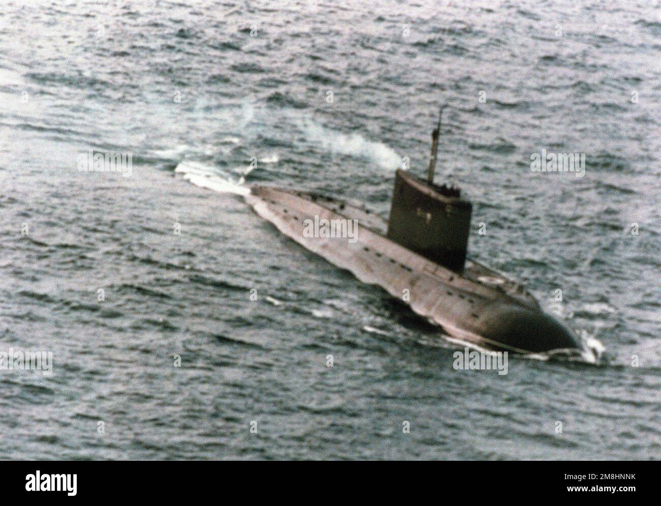 Aerial port bow view of a Russian Northern Fleet Kilo class diesel ...