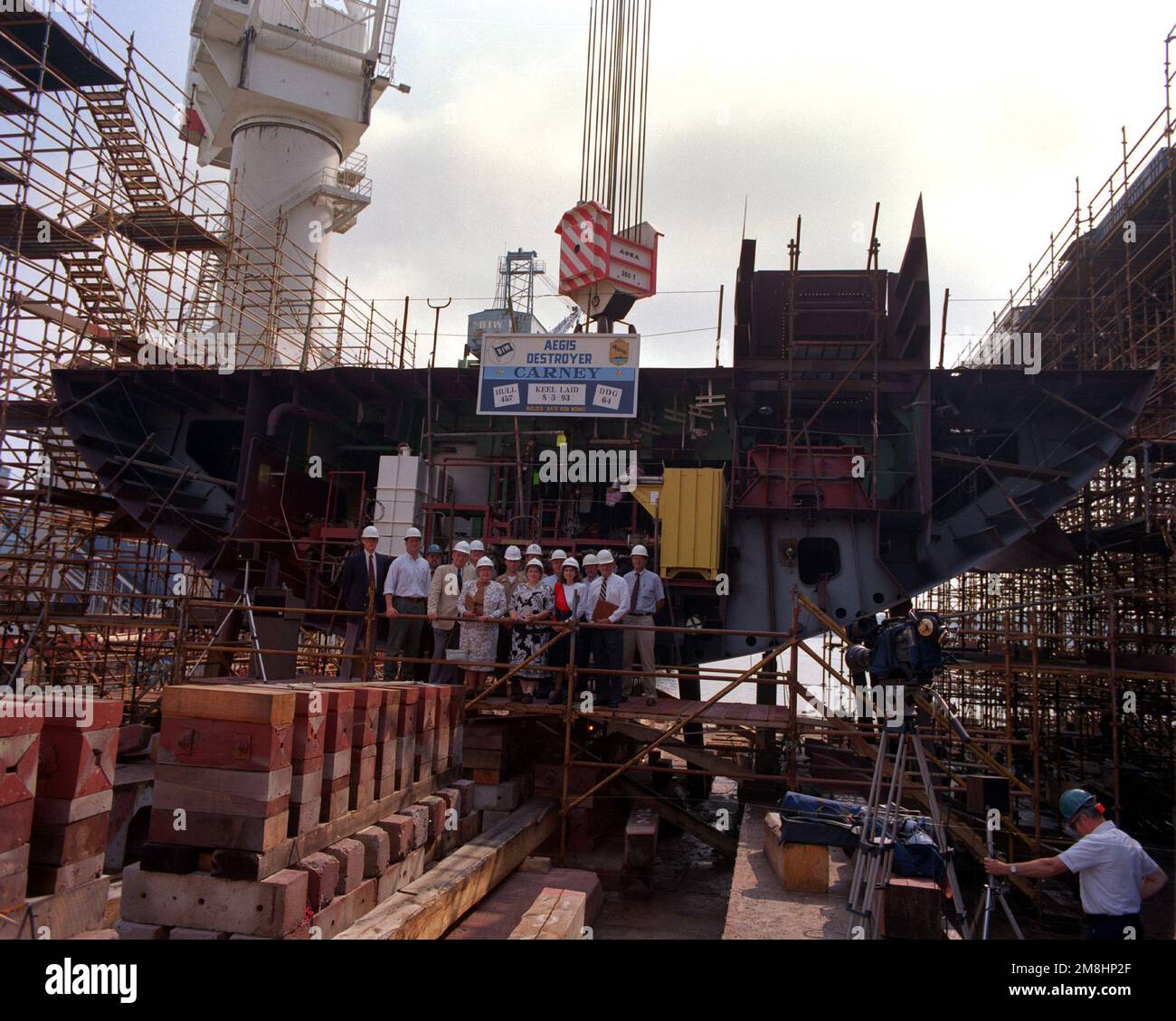 The keel laying of the guided missile destroyer USS CARNEY (DDG-64) at ...