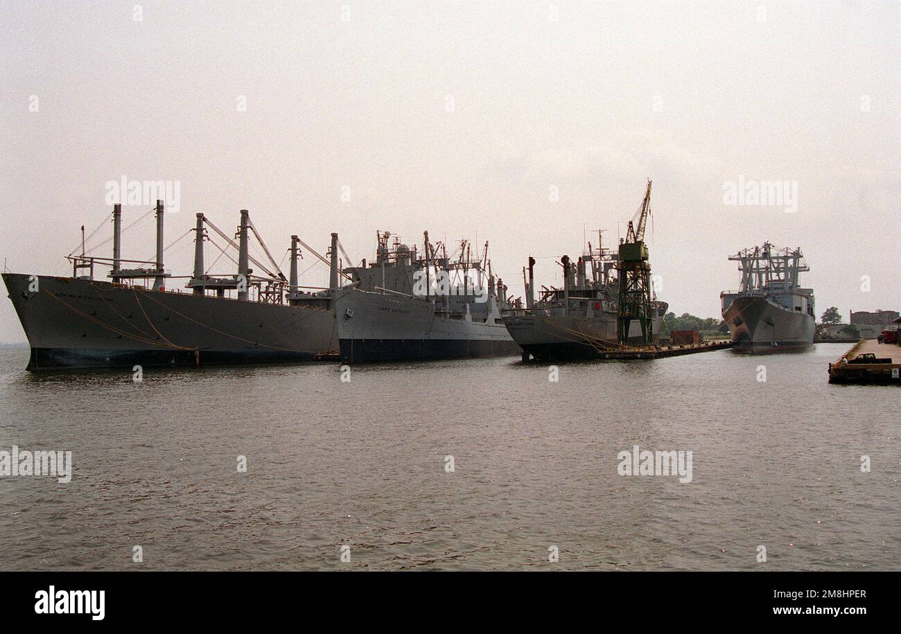 A view of various Military Sealift Command ships in Ready Reserve Force ...