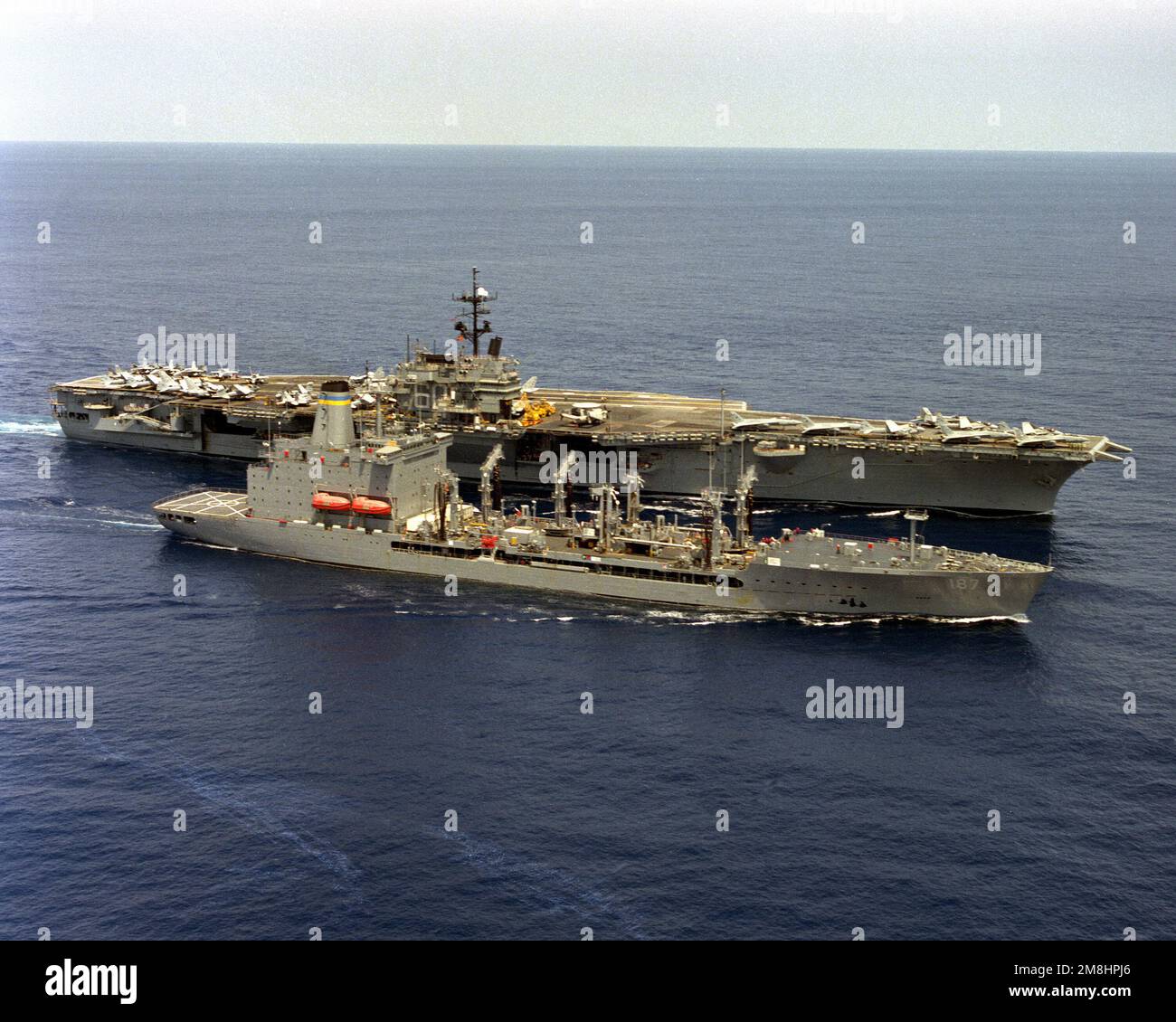 A starboard beam view of the fleet oiler USNS HENRY J. KAISER (T-AO-187 ...