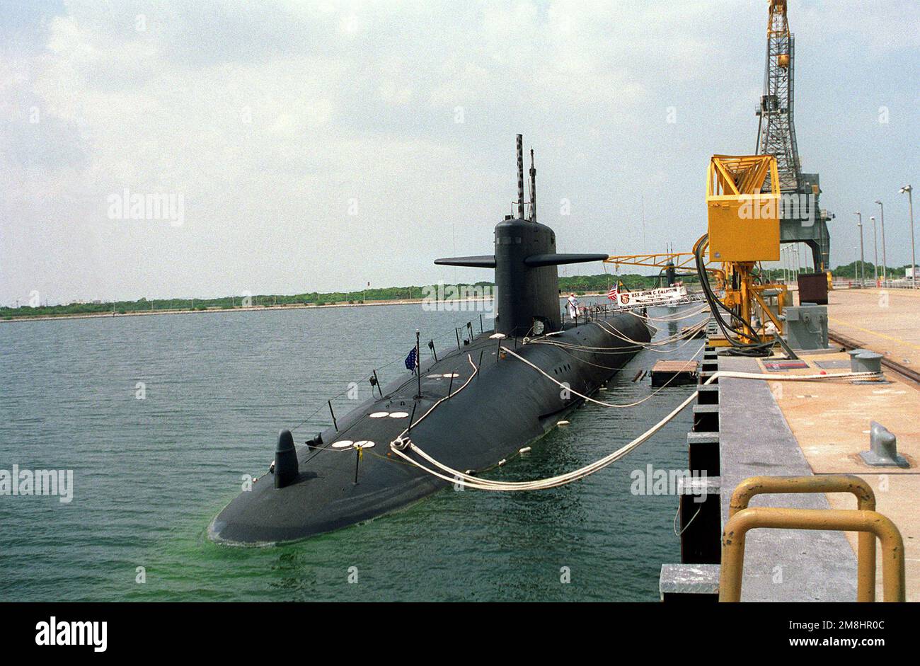 A port bow view of the nuclear-powered strategic missile submarine USS ...