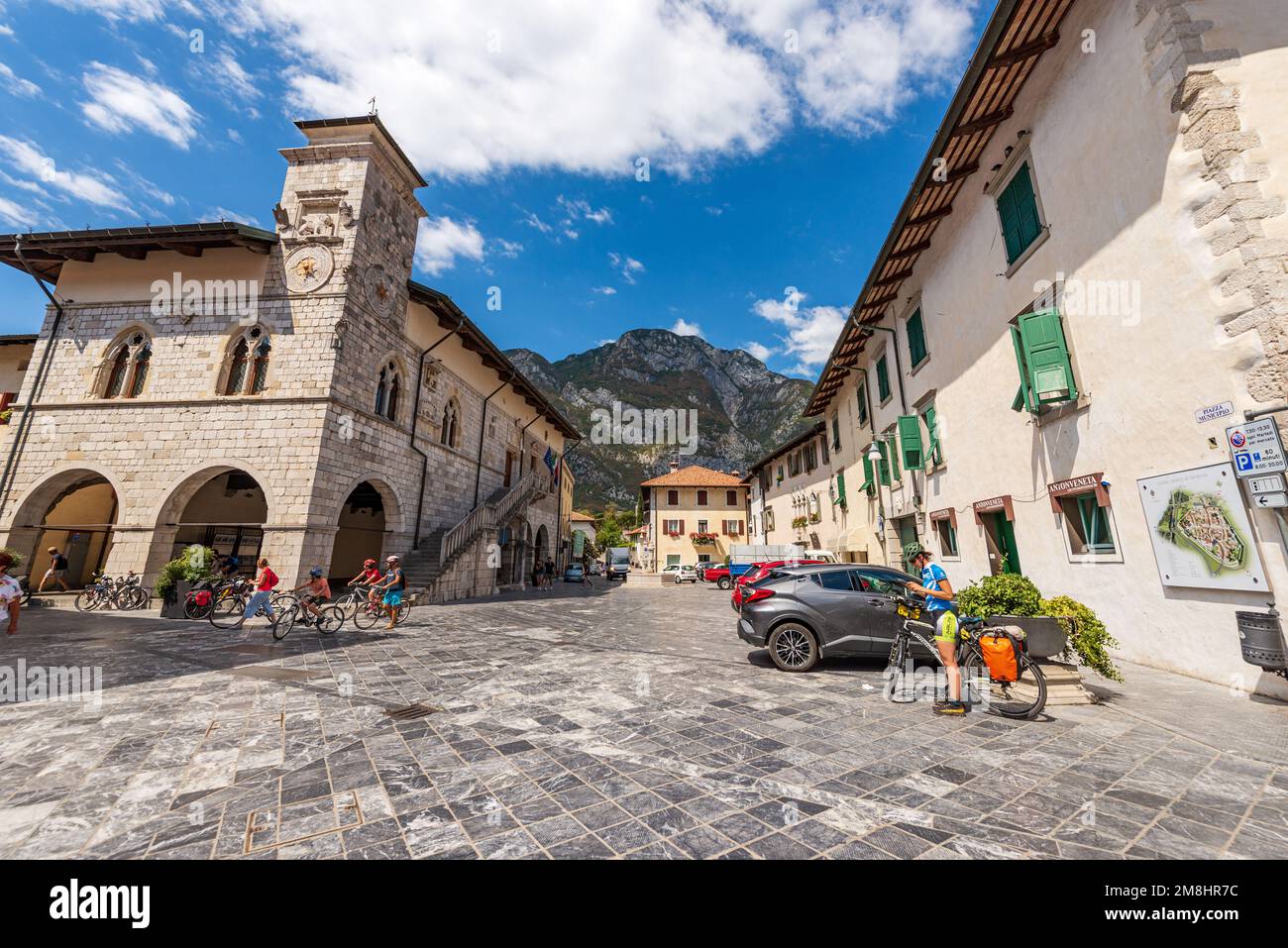 VENZONE, ITALY - AUGUST 11, 2022: Ancient town hall and square in ...