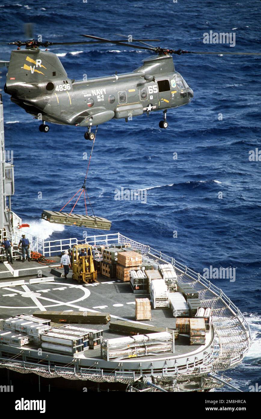An CH-46D Sea Knight helicopter of Helicopter Combat Support Squadron ...