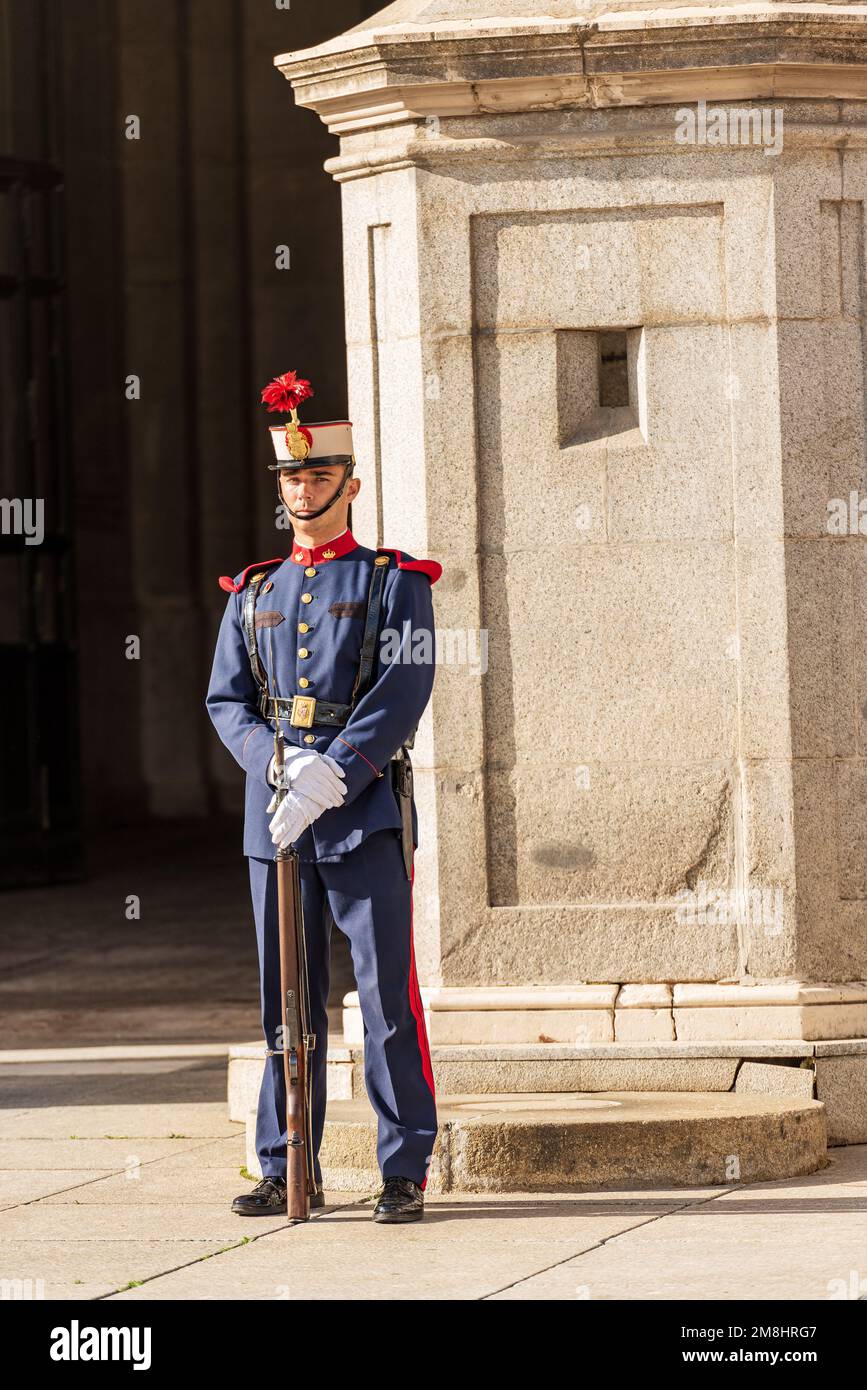 Changing of the Guard in front of the Madrid Royal Palace in Baroque ...