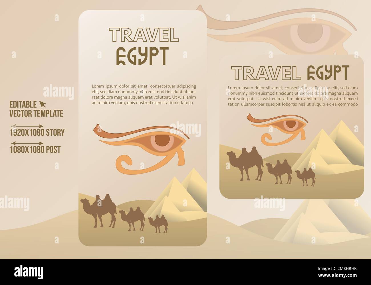 Social media post design for trip to Egypt. Story and post sharing ...
