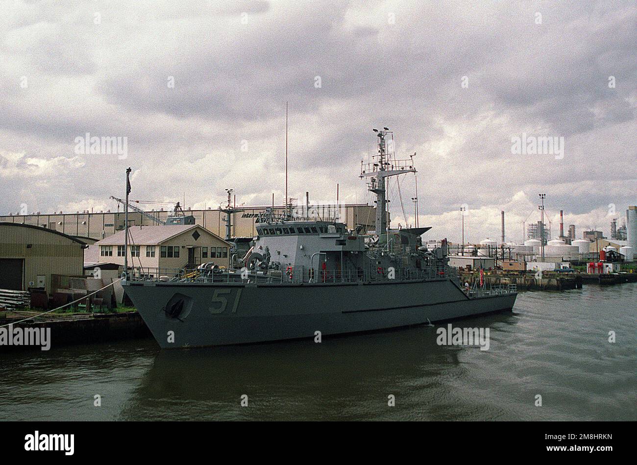 A port bow view of the coastal minehunter USS OSPREY (MHC 51) fitting ...