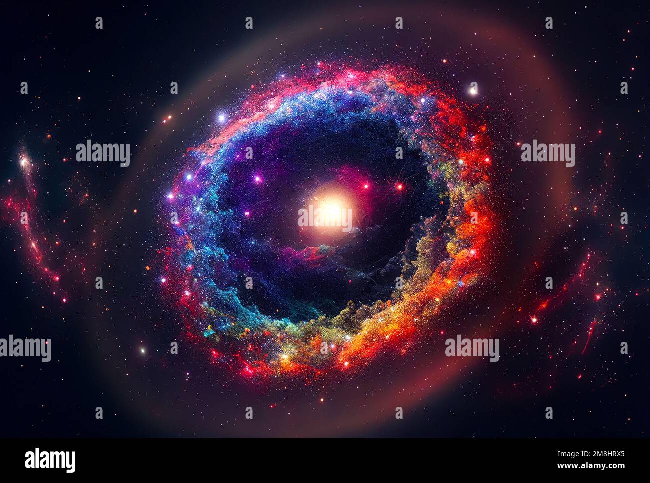 abstract background of outer space with ultra bright stars and comets ...