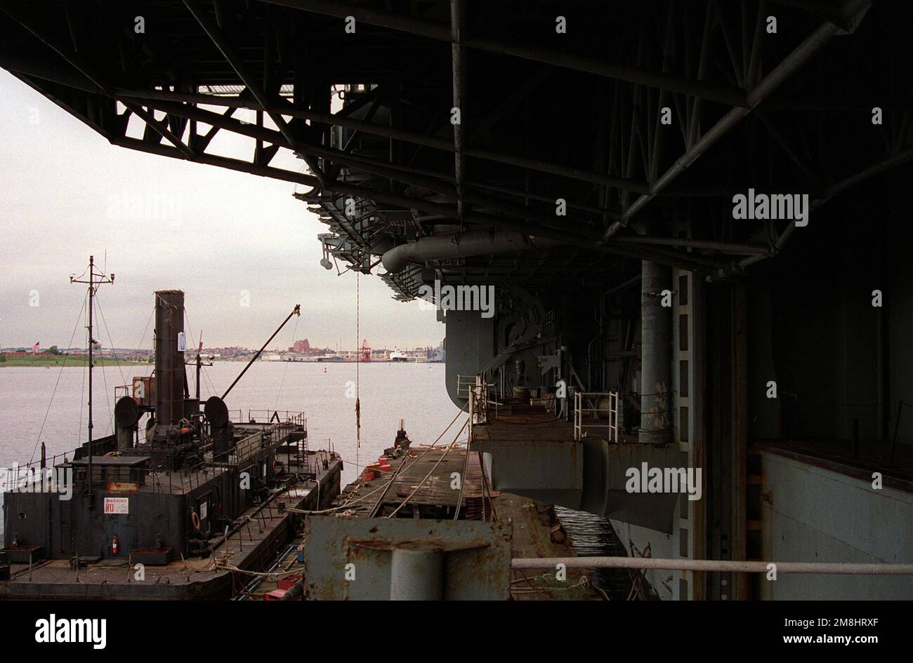 A view looking aft along the starboard side of aircraft carrier CORAL ...