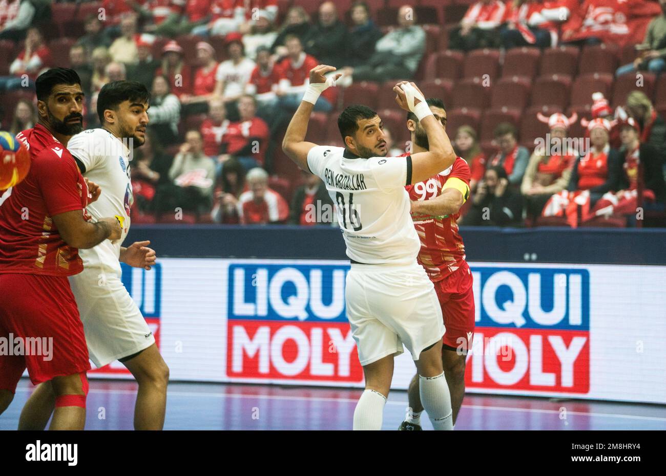 Malmo, Sweden. 13th Jan, 2023. Anouar Ben Abdallah (96) of Tunisia and ...