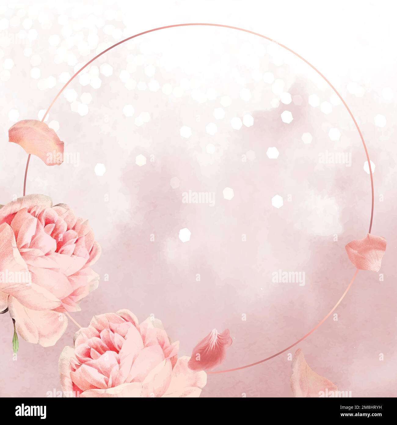 Round pink rose frame vector Stock Vector Image & Art - Alamy