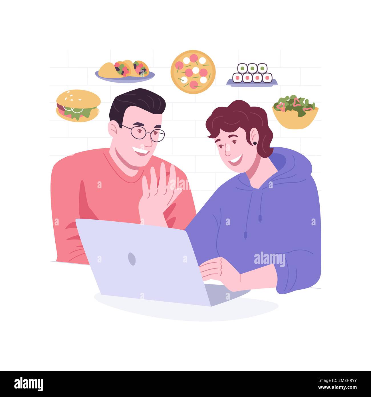 Online exam isolated cartoon vector illustrations. Focused guy filling ...