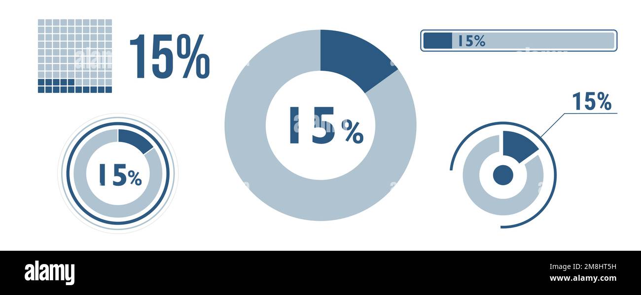15 percent loading data icon set. Fourteen circle diagram, pie donut ... 15 percent loading data icon set. Fourteen circle diagram, pie donut ...