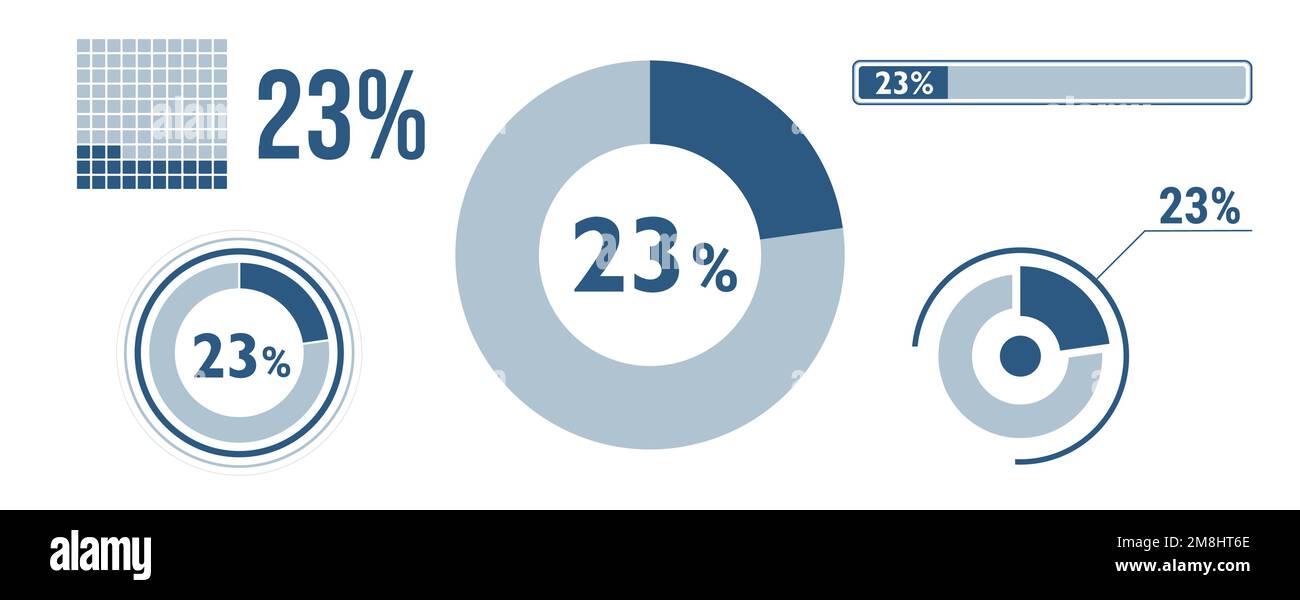 23 percent loading data icon set. Twenty-three circle diagram, pie ... 23 percent loading data icon set. Twenty-three circle diagram, pie ...