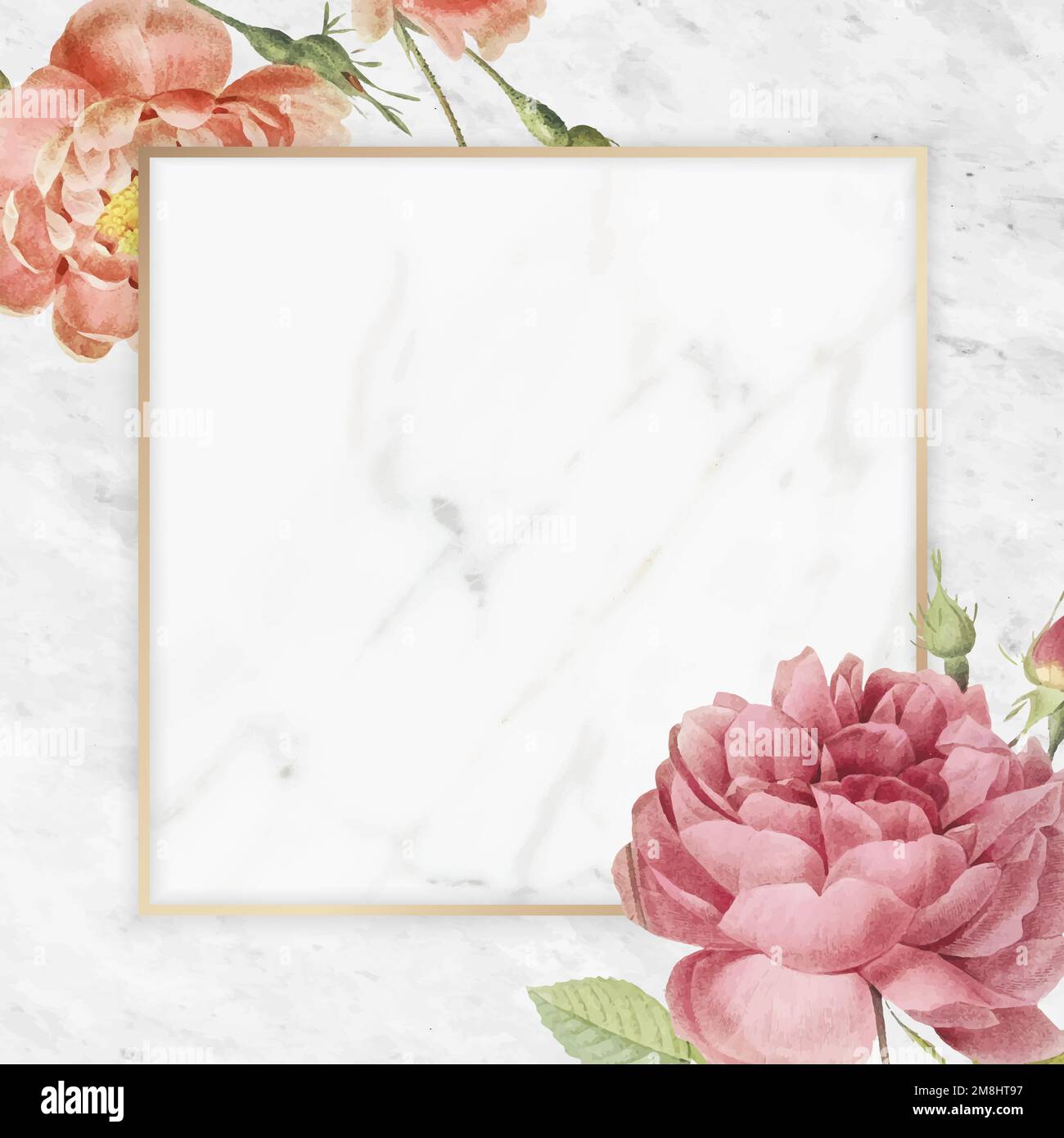 Rectangle rose frame on marble background vector Stock Vector Image & Art - Alamy
