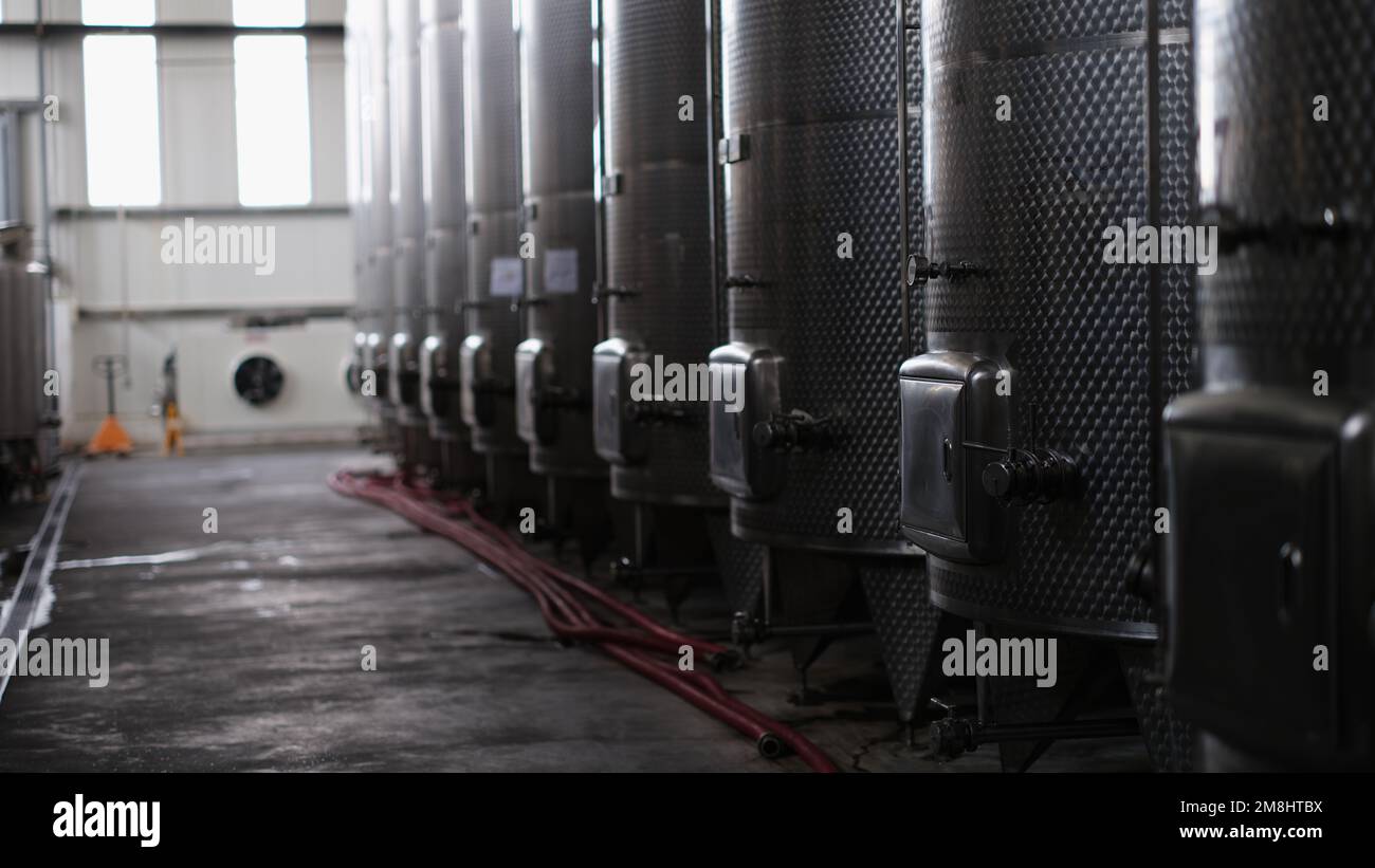 Metal containers tanks production of alcoholic wine products Stock ...