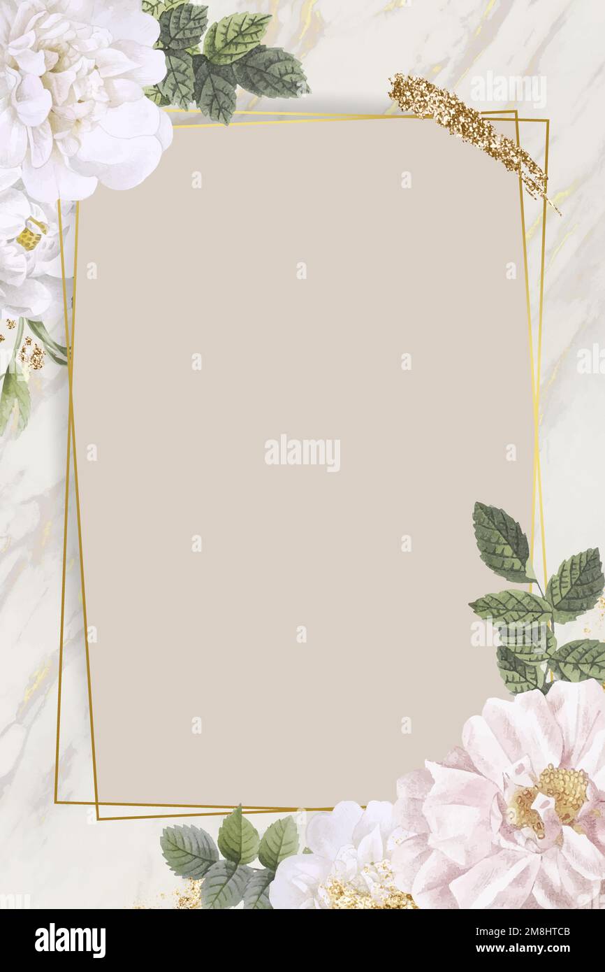 Rectangle rose frame on marble background vector Stock Vector Image & Art - Alamy