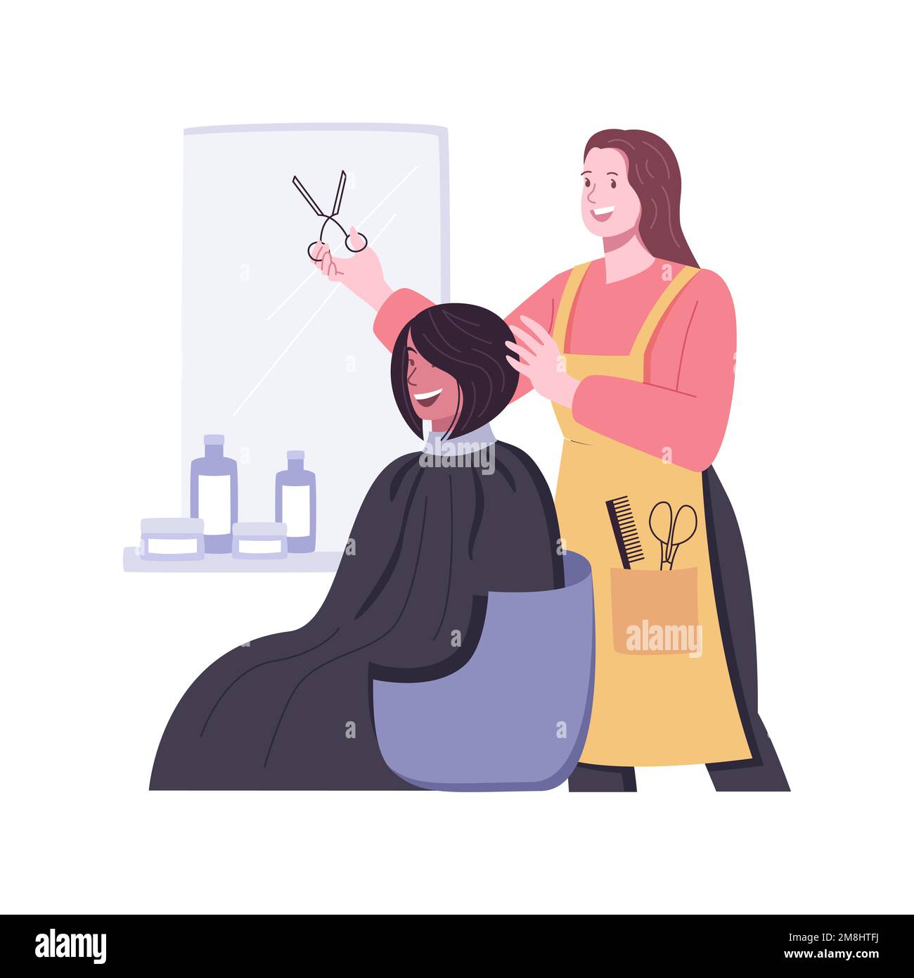Salon Haircut Isolated Cartoon Vector Illustrations Young Girl Doing