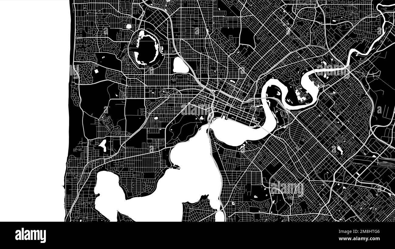 Perth map. Detailed black vector map of Perth city administrative area ...