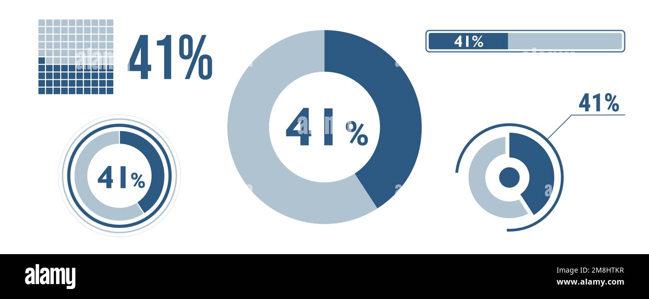 41 percent loading data icon set. Forty-one circle diagram, pie donut ... 41 percent loading data icon set. Forty-one circle diagram, pie donut ...
