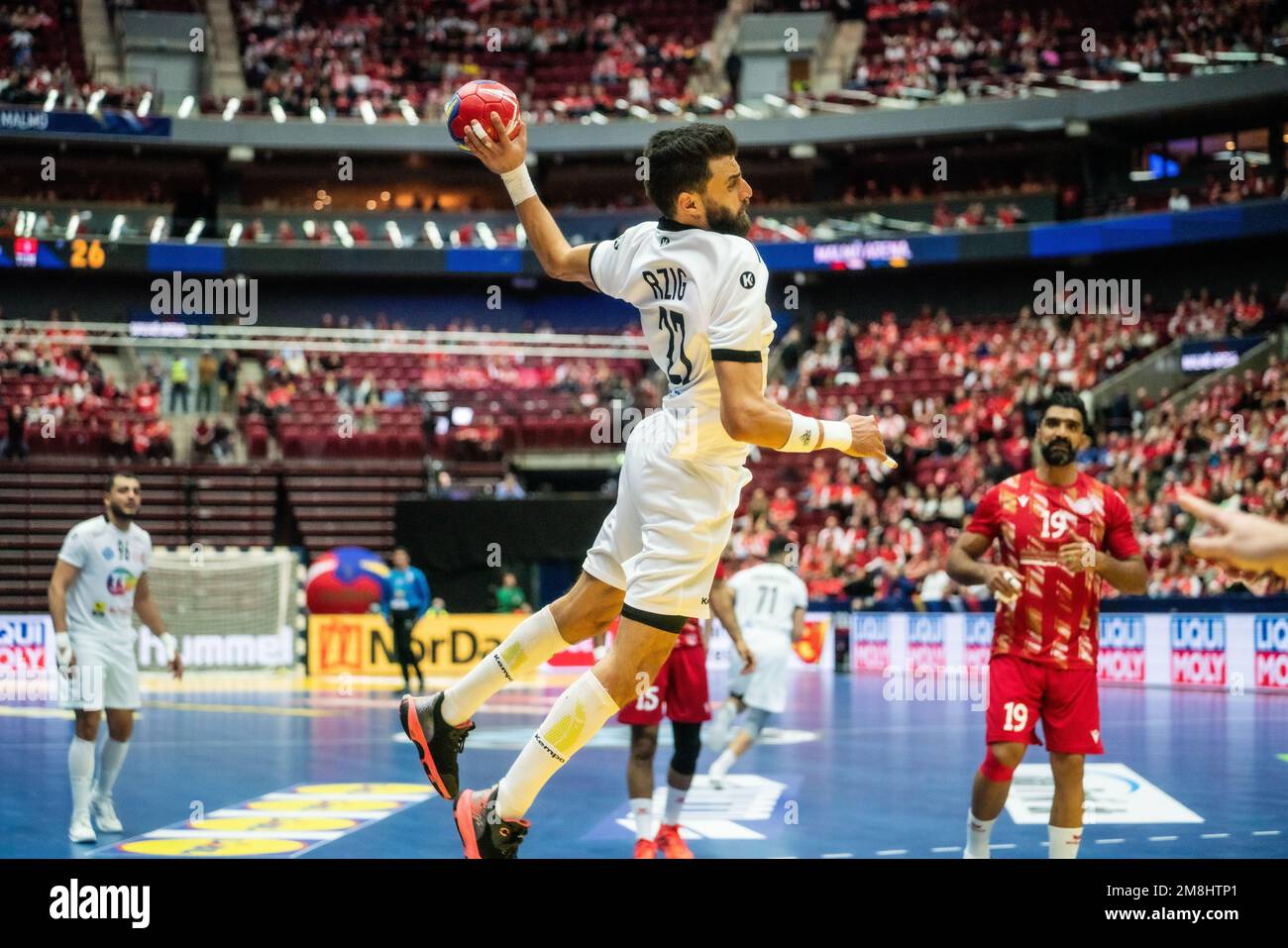 Malmo, Sweden. 13th Jan, 2023. Issam Rzig (27) of Tunisia seen during the IHF World Handball ...