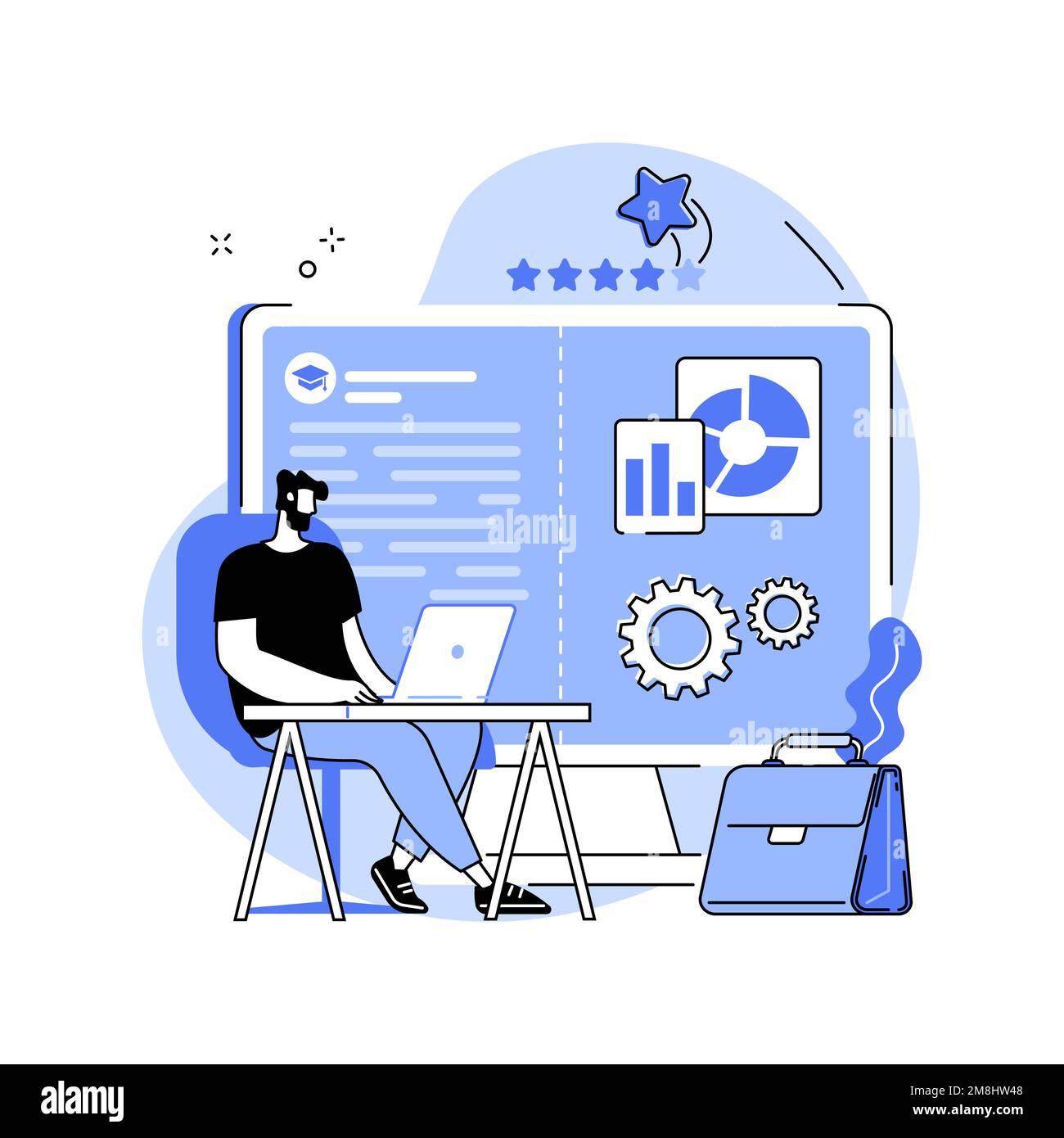 Work and study isolated cartoon vector illustrations. Man looking at ...