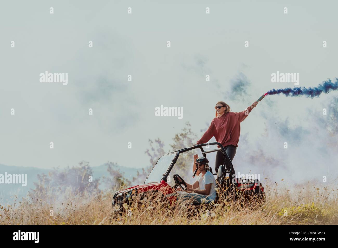 Group of young happy excited people having fun enjoying beautiful sunny ...