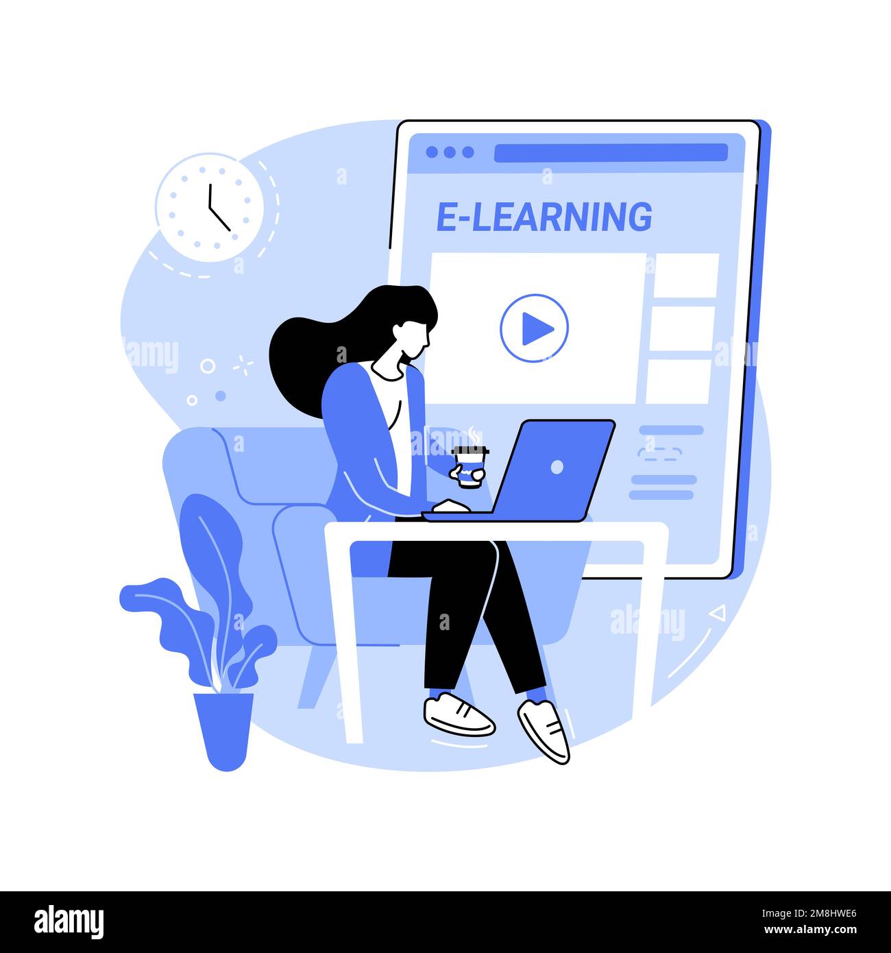 Video lecture isolated cartoon vector illustrations. Smiling young girl ...