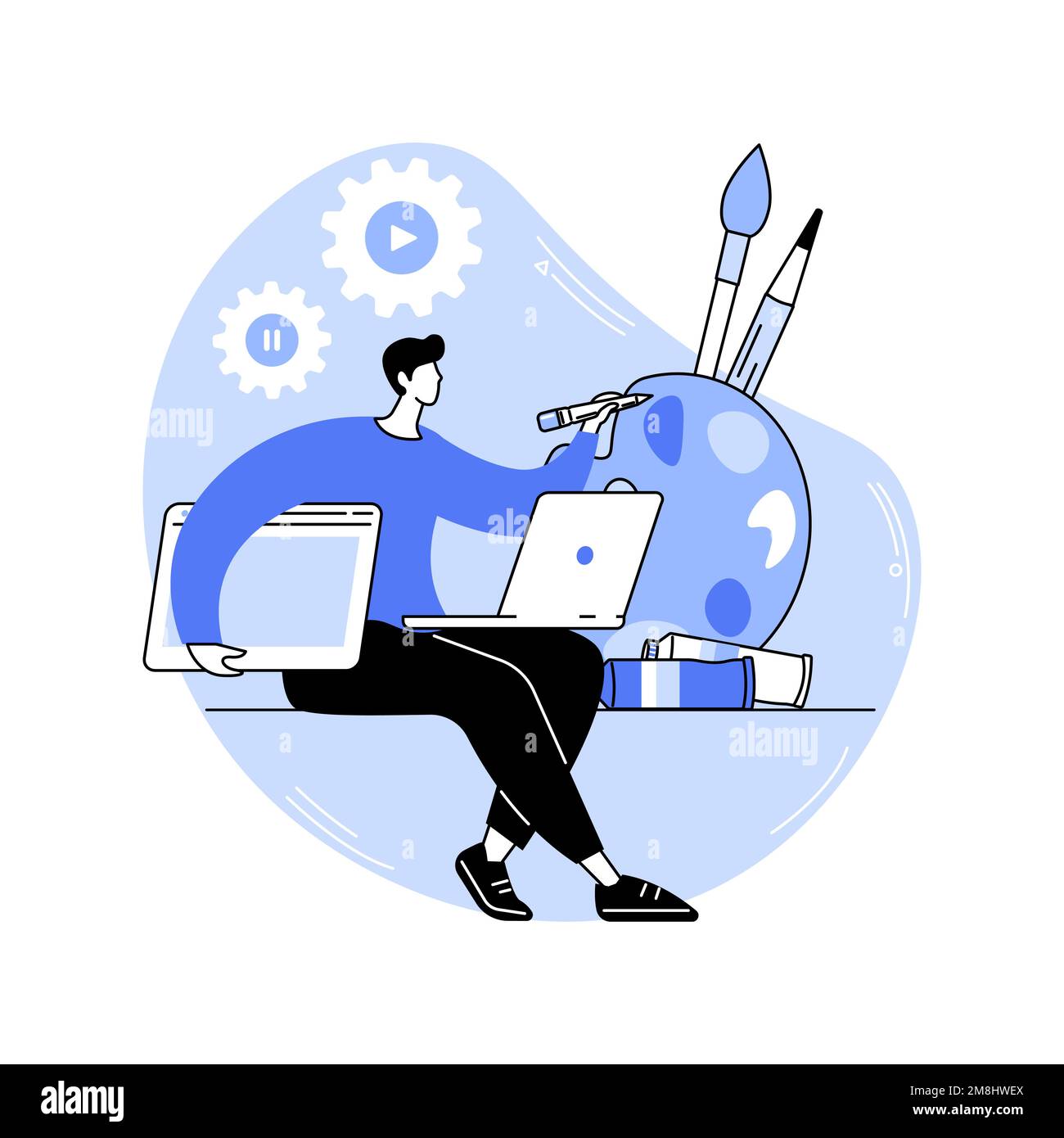 Painting classes isolated cartoon vector illustrations. Smiling boy ...