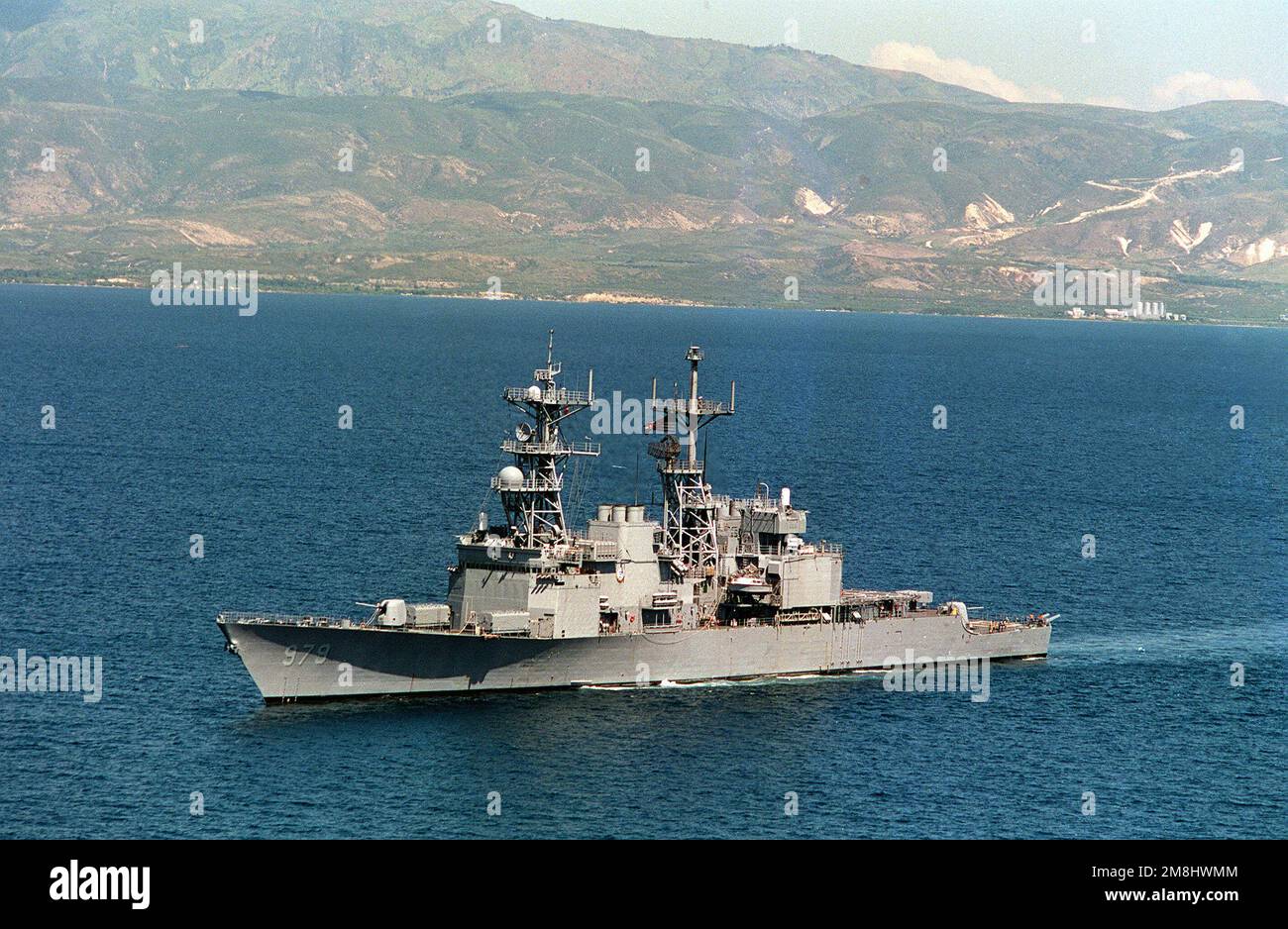 A port bow view of the destroyer USS CONOLLY (DD-979) underway off the ...