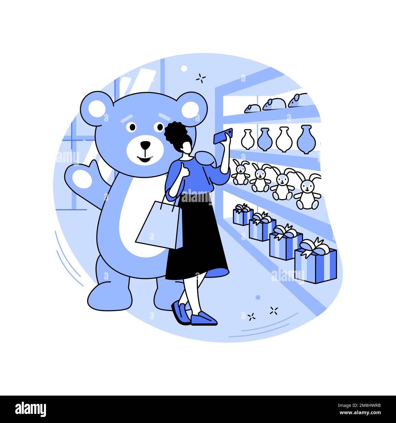 Mascot promotion isolated cartoon vector illustrations. Girl stands ...