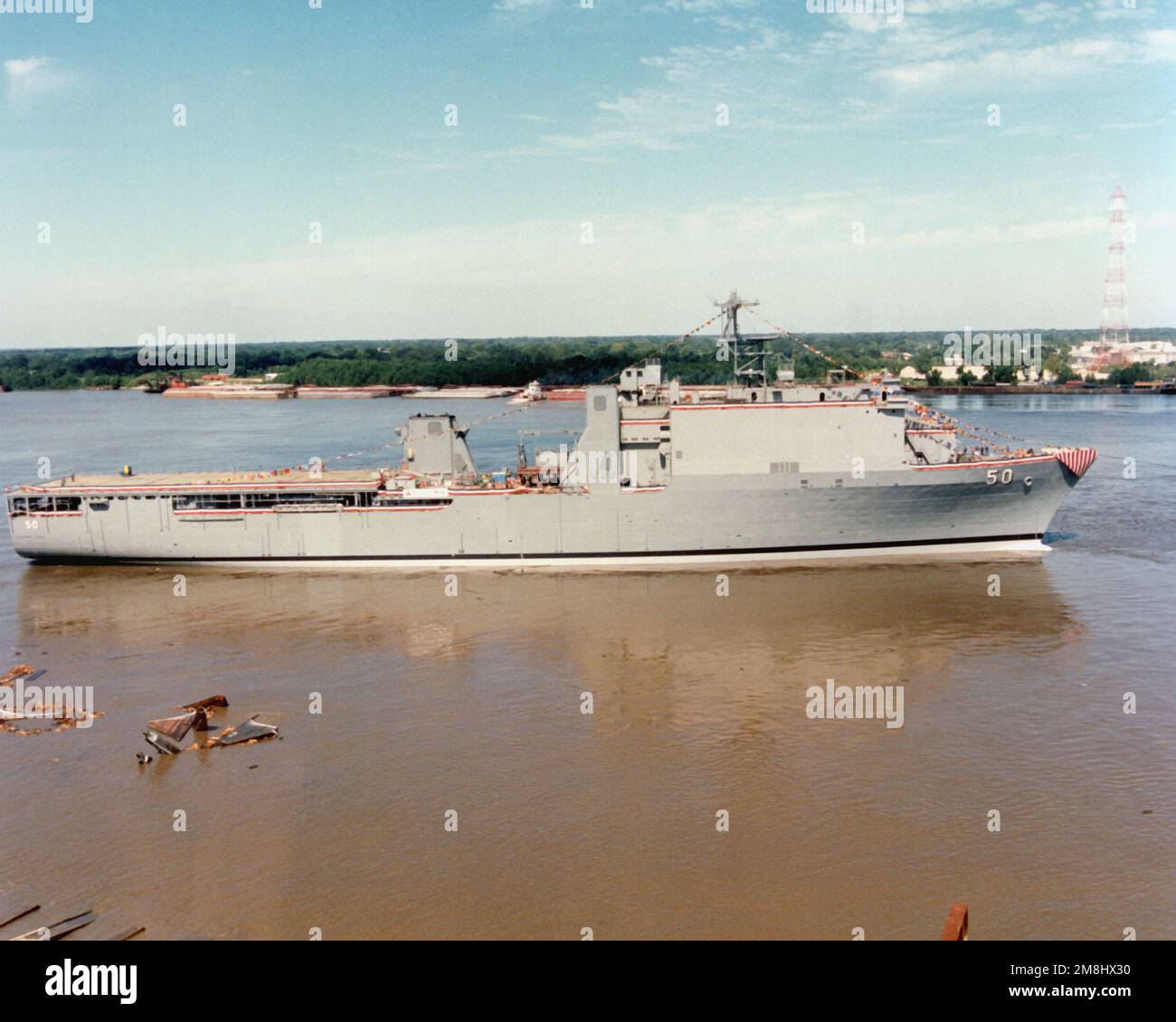 A starboard beam view of the dock landing ship CARTER HALL (LSD-50 ...
