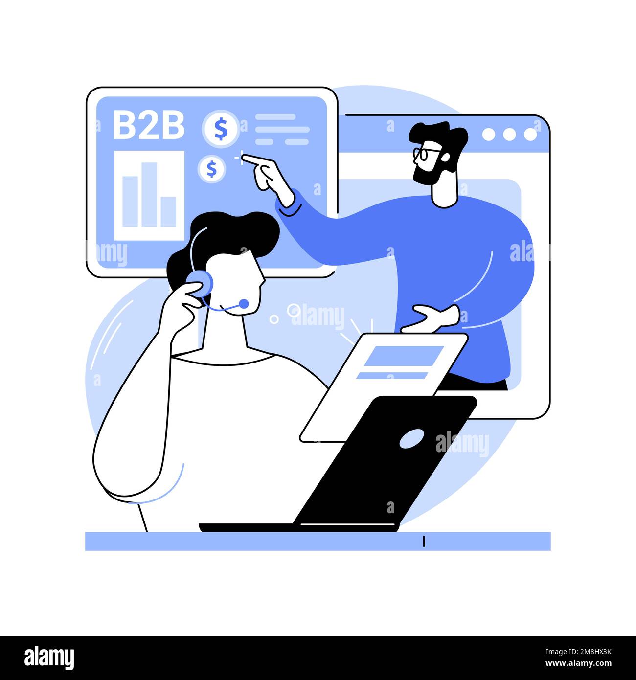 B2B marketing isolated cartoon vector illustrations. Student having ...